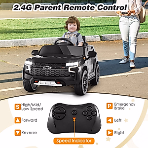 Costzon Ride on Car, 12V Licensed Chevrolet Tahoe Battery Powered Electric Vehicle w/ 2.4G Remote Control, High/Low Speed, Music, Lights, MP3/USB/FM, Spring Suspension, Electric SUV for Kids (Black)