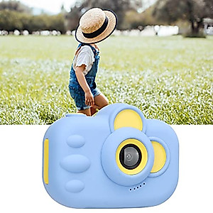 Digital Video Kids Camera Portable 12MP External Silicone Design Kids Camera Dual Front Rear Lens Children Outdoor (Blue)