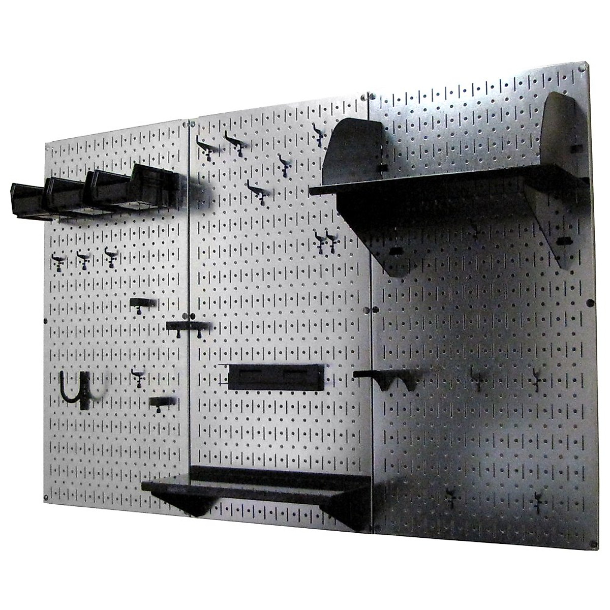 Pegboard Organizer Wall Control 4 ft. Metal Pegboard Standard Tool Storage Kit with Galvanized Toolboard and Black Accessories