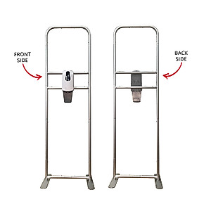 BannerBuzz Hand Sanitizer Automatic Dispenser Floor Stand Kit Touchless Machine Hold Your Hands Fabric Banner+ Stand for Hospital, Home, School, Office - 2 X 6.5 Ft (Single Side Graphic Print)