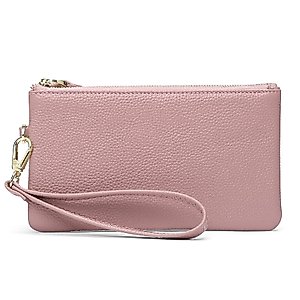 GOIACII Women's Wristlet Clutch Slim Leather Wallet RFID Blocking Handbag