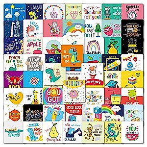 Lunch Box Notes for Kids, 60 Cute Design Positive Affirmation Lunch Box Cards for Kindergarten Kids - Inspirational & Motivational Love Notes for Lunchbox for Boys Girls( With Blank Space)