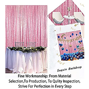 Pink Gold Sequin Curtains Sequin Backdrop 4x8 Feet Sheer Curtans Panels Wedding Photo Backdrop Sequin Backdrop Curtains for Parties (4FTx8FT, Fuchsia Pink)