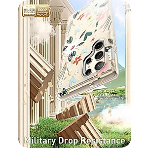 i-Blason Cosmo Series for Samsung Galaxy S23 Ultra Case 6.8" (2023 Release), [Fingerprint ID Compatible] Slim Full-Body Stylish Protective Case with Built-in Screen Protector (Flower Paint)