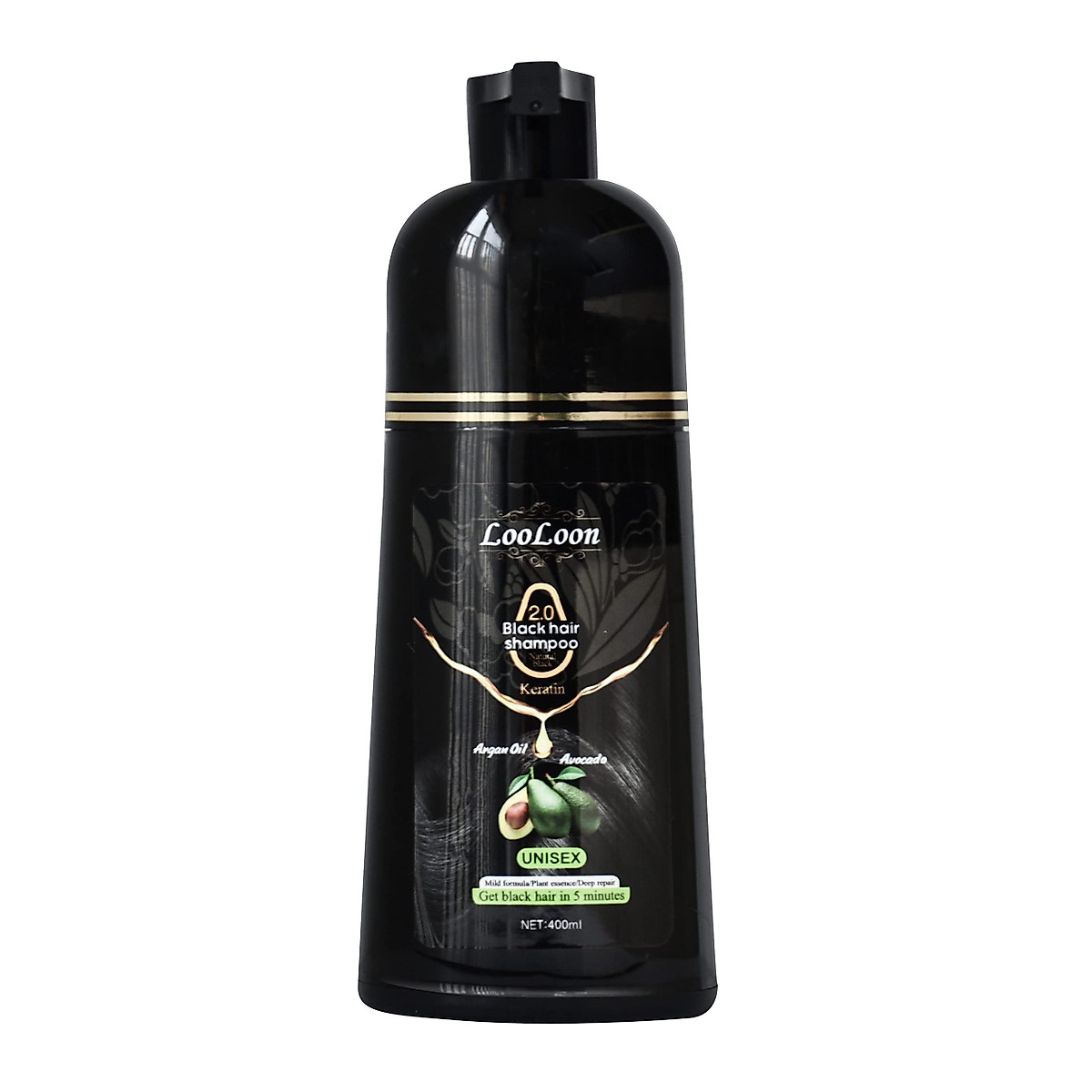 Black Hair Dye Shampoo for Men and Women, 400ml: Permanent Black Hair Dye Shampoo for dark hair with Natural ingredients, Ammonia-free black hair dye shampoo