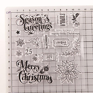 NZJ Merry Christmas Season'S Greetings Clear Stamp Background Transparent Silicone Stamp Rubber Stamp for Scrapbook Journal Card Making