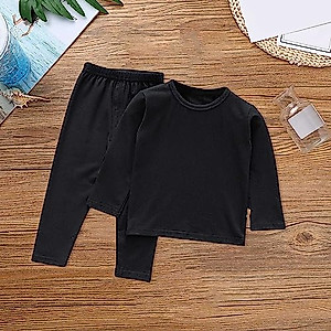 Baby Gift Items Boys Sleeved Solid Color T Shirt Top Trousers Home Wear Loose Base Suit for 1 to 10 (c-Black, 9-10Years)