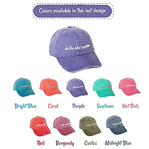 Desert Cactus Delta Phi Epsilon Baseball Hat (N) Sorority Cap Cursive Name Font (Purple - N)
