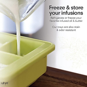 LĒVO Herb Block Tray - Silicone Freezer Tray with Lid - Herb Saver for Homemade Infusions - Silicone Freezer Mold for LĒVO Infusions - Food Grade Silicone, BPA Free - Grey