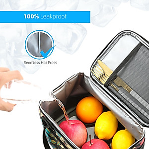 TOMULE Insulated Lunch Bag for Men Women - 3+years old (8.5L, red floral)