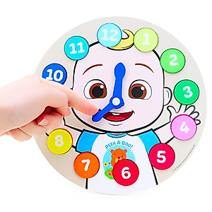 Toyland® Cocomelon Wooden Learning Clock Puzzle - Learn to Tell The Time - Toddler Toys Age 3+