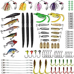 PLUSINNO Telescopic Fishing Rod and Reel Combo, 102Pcs Fishing Lures Baits Tackle