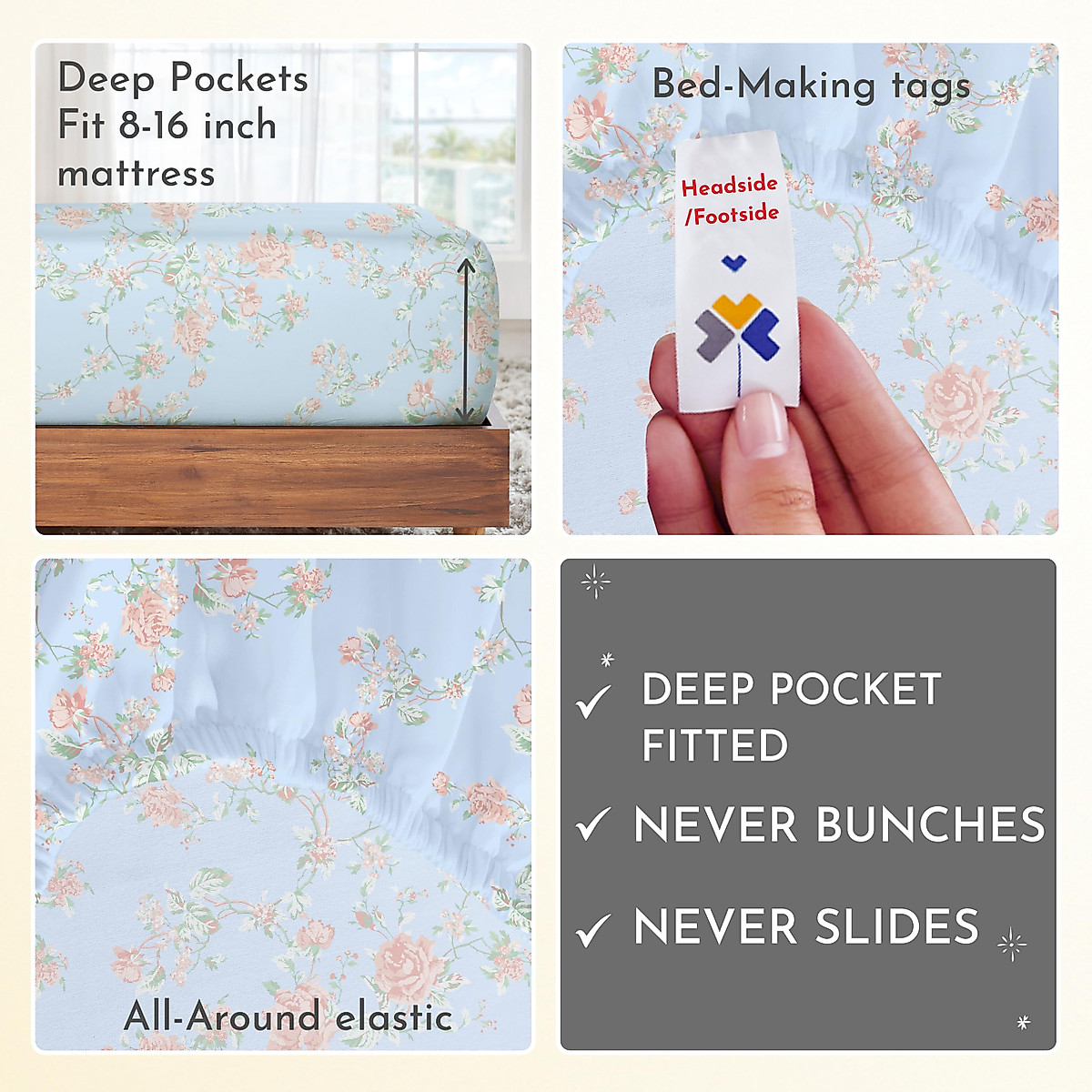 California Design Den Full Size Bed Sheets Set - 400 Thread Count Sateen, Natural 100% Cotton Sheets for Full Size Bed, Deep Pocket Cooling and Durable Bedding Set - Antique Rose