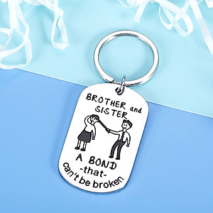 Funny Sister And Brother Keychain Birthday Gift for Sister From Brother Graduation Gift for Brother In Law Gifts From Sister In Law for Little Sister From Big Brother To Little Brother From Big Sister