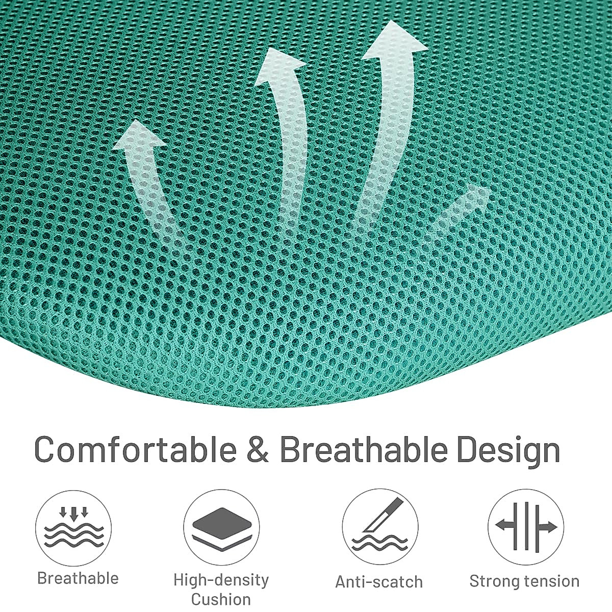 FurnitureR Desk Chair Armless Home Office Task Chair with Mesh Padded Cushion Swivel Study Chair with Rolling Wheels for Kids Teens Children, Turquoise