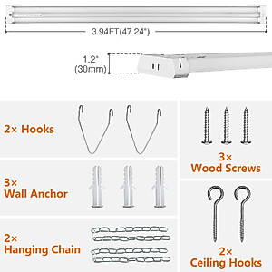 OOOLED 4 Pack LED Shop Light 4FT, 42W 4500LM 6500K Super Bright White Linkable LED Shop Light, Plug in Shop Light with Pull Chain (ON/Off), 4 Foot LED Shop Lights for Workshop, Garage, Shop