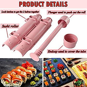 Sushi Roller Kit Sushi Bazooka Making Set Durable Camp Chef Rice Maker Machine Mold Sushi Rolling Maker Starter Set for Easy Sushi Cooking Rolls Best kitchen Sushi Tube Tool