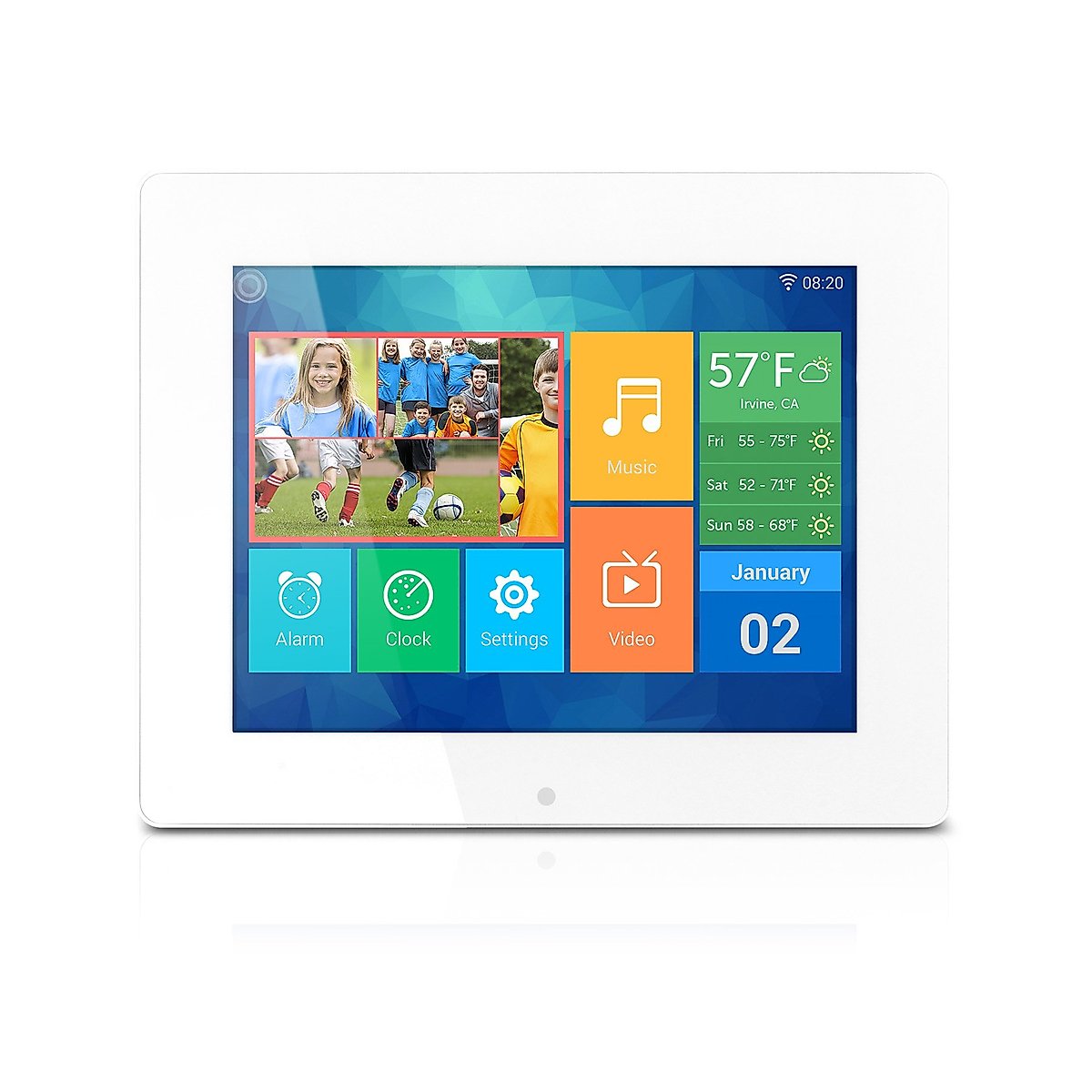 Aluratek 8 Inch WiFi Digital Photo Frame with Touchscreen IPS LCD Display and 8GB Built-in Memory,White