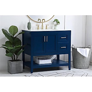 Elegant Kitchen and Bath 36 inch Single Bathroom Vanity Cabinet - Blue