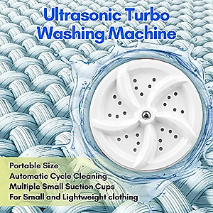 Andoer Ultrasonic Turbo Washing Machine Portable Mini Washer with USB Power Supply Suction Cups for Home Travel Business Trip