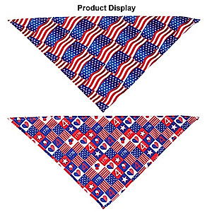 ADOGGYGO 4 Pack American Flag Dog Bandana Triangle Dog Scarf 4th of July Bandana for Small Medium Dogs Pets