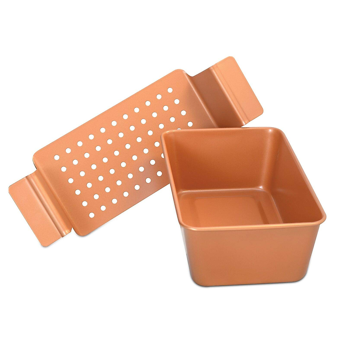 Meatloaf Pan professional Healthy Non-Stick Copper Coating 2-Piece With Removable Tray Drains