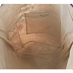 Mar Y Sol Amelie Hearts Crocheted Raffia Straw Carryall Tote Bag (Multi)