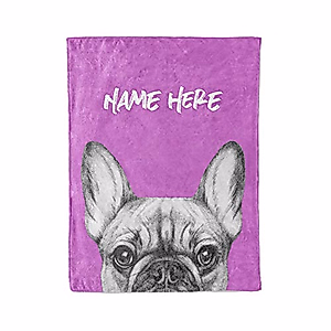Personalized French Bulldog Fleece Throw Blanket Gifts - Warm Lightweight Extra Large Medium Small Size Frenchie Bull Dog Blankets for Men Women