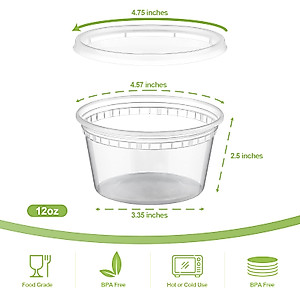 AOZITA 32 Sets 12 oz Plastic Deli Food Containers With Lids, Airtight Food Storage Containers, Freezer/Dishwasher/Microwave Safe, Soup Containers For Takeout Meal Prep Storage