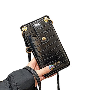 Cecety TM Cell Phone Purse Small Crossbody Bag Wallet Case for iPhone 13 12 11 Pro Max/Samsung Galaxy S20 S21 FE S22 A53 A52 (Black)