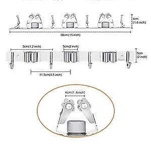 POPRUN Broom Mop Holder Wall Mount Stainless Steel Garden Tool Hanger Garage Organizer Home Kitchen Laundry Storage, 3 Racks 4 Hooks, Grey