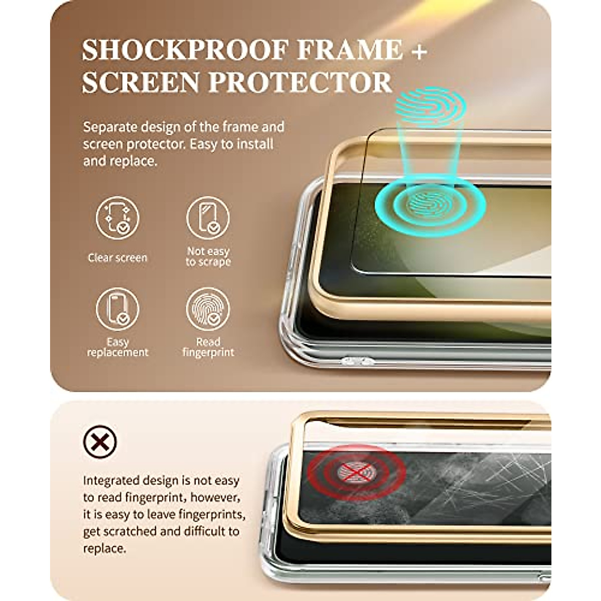 GVIEWIN Compatible with Samsung Galaxy S23 Case with Screen Protector + Camera Lens Protector, [21FT Military Grade Drop Test] Full Body Protection Rugged Marble Case Cover(Drift Sand/Brown)