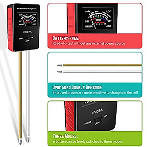 Fivota Soil pH Meter, FV03 Upgraded Large Screen Soil Moisture/Sunlight/pH Tester Backyard Soil Test kit, Reliable Gardening Soil Tool for Garden, Farm, Lawn Indoor & Outdoor Use