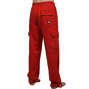 NE PEOPLE Men’s Cargo Pants – Lightweight Comfy Jogger Sweatpants Fleece Elastic Waistband Workout Casual Active Sports NEMP17 Red 4XL