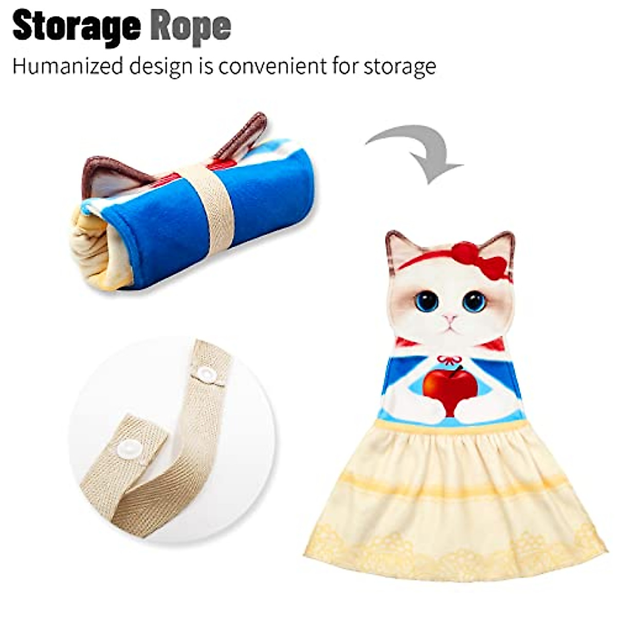 PAT JUUMG Cute Princess Cat Hand Towels for Bathroom Kitchen,Cat Home Decor Towel Hanging Face Towels Absorbent Soft,Funny Cat Gifts for Cat Lovers Gifts for Women,Christmas/Housewarming Gift