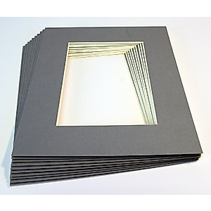 topseller100, Pack of 10 Silver 8x10 Picture Mats Matting with White Core Bevel Cut for 5x7 Pictures