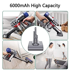 Upgraded 6.0Ah V7 SV11 Battery 229687 Replacement for Dyson V7 Animal/Trigger/Motorhead Pro/Car+Boat/SV11 V7 Battery Replacement Handheld Cordless Vacuum Cleaner 21.6v Li-ion 6 Cell 229687 Battery