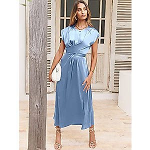 ANRABESS Women's 2023 Formal Dress for Women Summer Maxi Elegant Satin Cocktail Dress Sleeveless Wrap A-Line Flowy Midi Wedding Guest Silk Semi Formal Dress 916qianlan-L