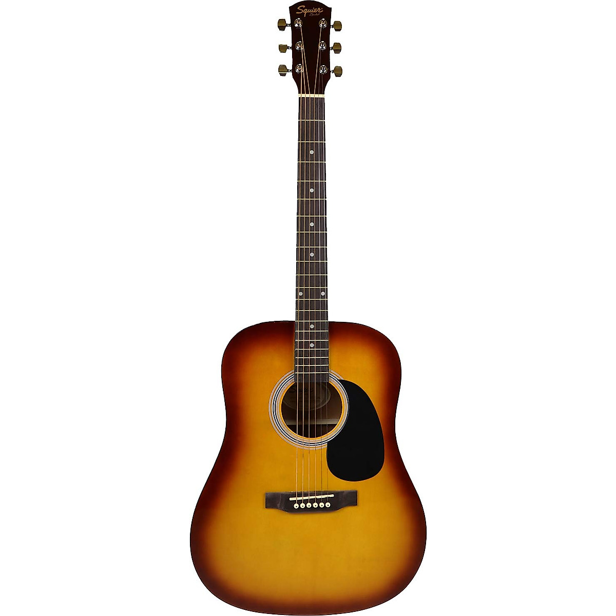 Fender Squier Dreadnought Acoustic Guitar - Sunburst Bundle with Gig Bag, Tuner, Strap, Strings, Winder, Picks, Lessons, and Austin Bazaar Instructional DVD