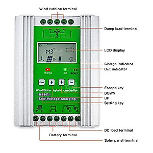 Original Factory 1400W 12V/24V Off Grid MPPT Wind Solar Hybrid Charge Controller Design for 0- 800W Wind with 0- 600W Solar Panel system with Booster Function and Dump Load