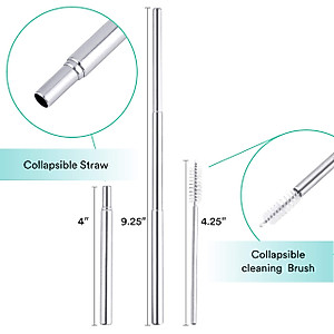 2PACK Eco-Pals | Straws Drinking Reusable Folding Straw | Stainless Steel Straw | Dishwasher Safe (Unicorn + Seafoam)