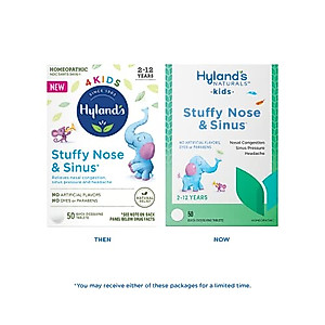 Hyland's 4 Kids Stuffy Nose & Sinus Cold and Allergy Medicine for Children Ages 2+ Headache Relief and Nasal Decongestant, 50 Tablets