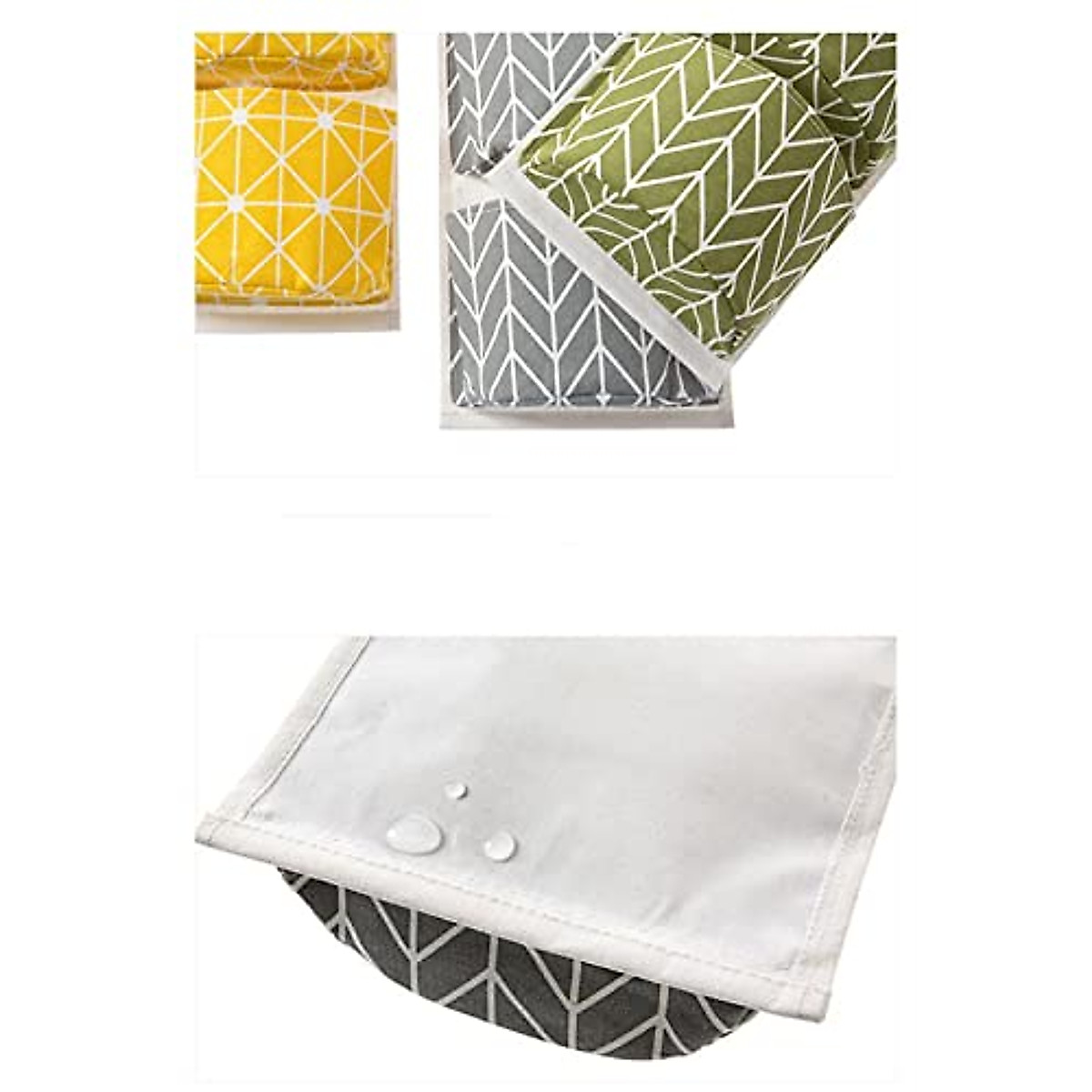 FREEZH Wall Hanging Storage Bag Organizer with 3 Pockets Premium Linen Fabric Over The Door Organizer, Hanging Storage Pouches Foldable Closet Storage Shelves-27*8 inch（Yellow）