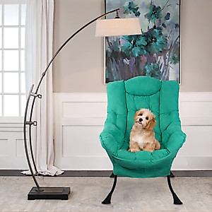 Superrella Modern Soft Accent Chair Living Room Upholstered Single Armchair High Back Lazy Sofa (Teal)