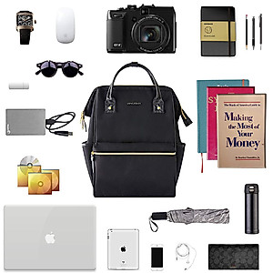 KROSER Laptop Backpack 15.6 Inch Stylish School Backpack Doctor Bag Water Repellent College Casual Daypack with USB Port Travel Business Work Bag for Men/Women-Black