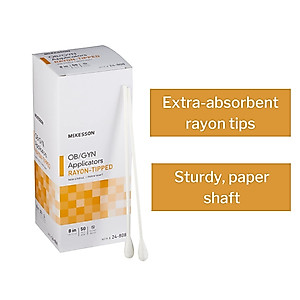 McKesson OB/GYN Applicators Rayon Tipped, Non-Sterile, 8 in, 50 Count, 1 Pack