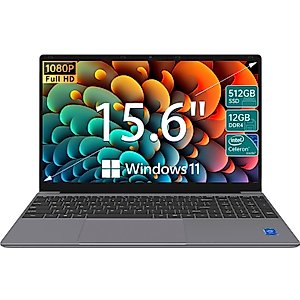 ApoloSign Laptop Computer, 15.6 Inches FHD IPS 1080P Display, 512GB SSD (Expandable 1T) 12GB DDR4 Windows 11 Light Laptops with Intel Celeron N5095 Quad-Core Processor, Up to 2.8GHz