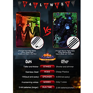 Halloween Decorations Outdoor 3PCS Light Up Witches Holding Hands Witches with Stakes, Scary Screaming Witches with Glowing Face, Creepy Halloween Party Props Decor for Yard Garden Outside Lawn Porch