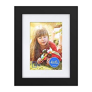 RPJC 6x8 inch Picture Frame Made of Solid Wood and High Definition Glass Display Pictures 4x6 with Mat or 6x8 Without Mat for Wall Mounting Photo Frame Black