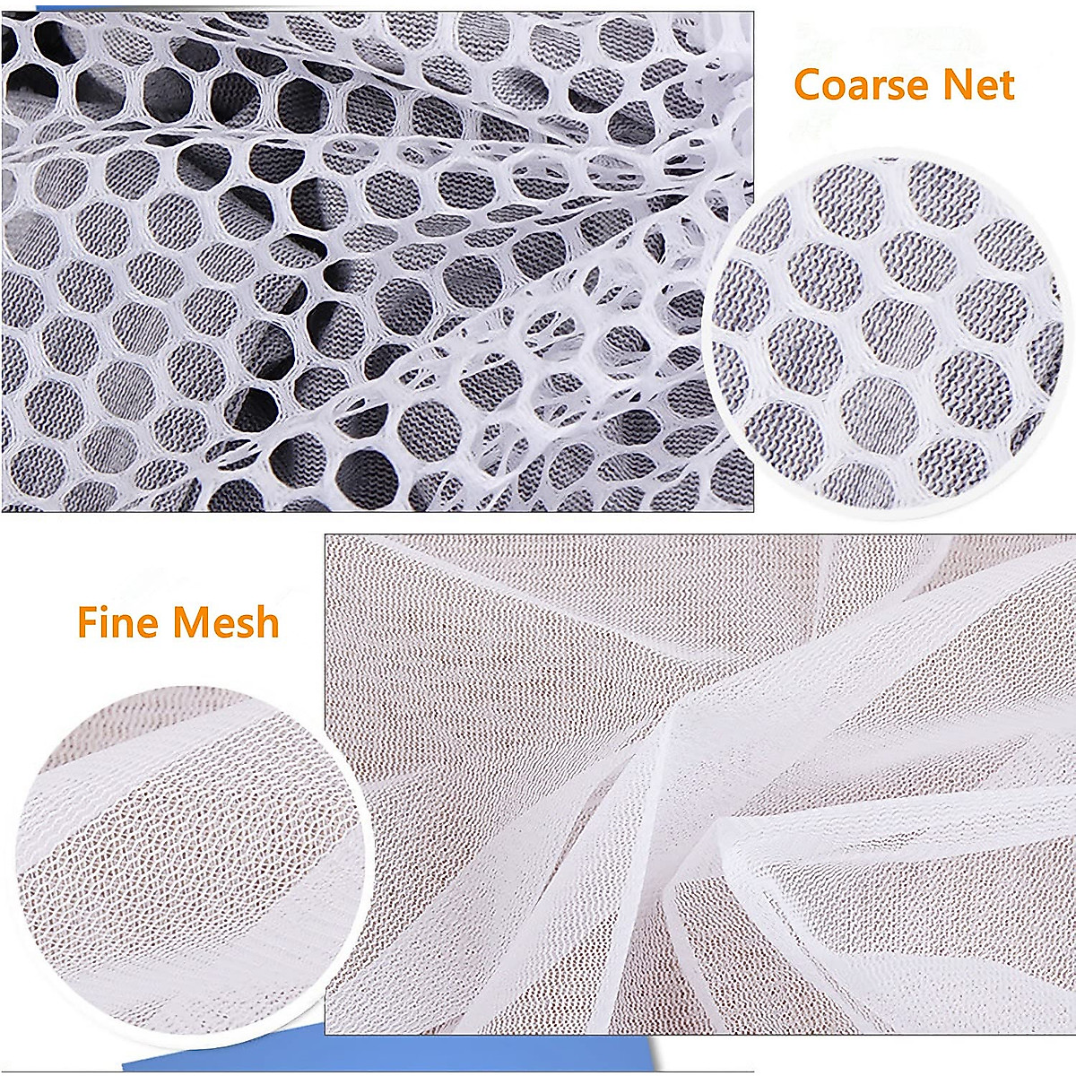ARZASGO Mesh Laundry Bags, Pack of 4 Durable Drawstring Laundry Washing Bags for Delicates, Garments, Lingerie, Socks, Bras and Baby Clothes (Coarse&Fine Mesh)